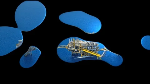 offshore rig plant with mecury liquid ef... | Stock Video | Pond5