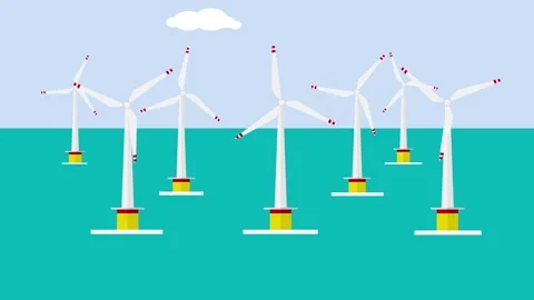 Offshore wind farm, animated illustratio... | Stock Video | Pond5