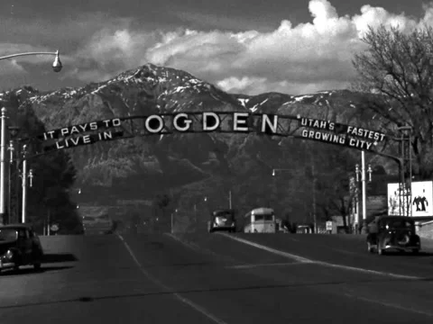 Ogden, UT - 1940s: Arched welcome sign | Stock Video | Pond5