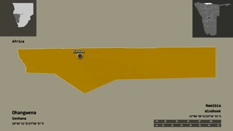 Ohangwena location. Namibia. Relief map | Stock Video | Pond5