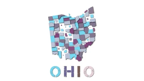 Ohio map with paper regions. Animated us... | Stock Video | Pond5