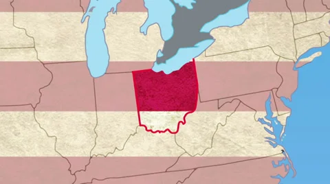 Ohio pull out, smooth USA map, all state... | Stock Video | Pond5