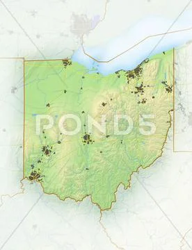 Ohio, shaded relief map, USA: Graphic #41006229