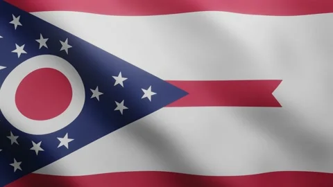 Ohio's flag waving in three dimensions. ... | Stock Video | Pond5