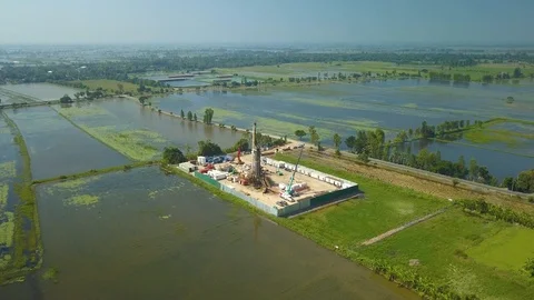 Oil and gas land drilling rig onshore in... | Stock Video | Pond5