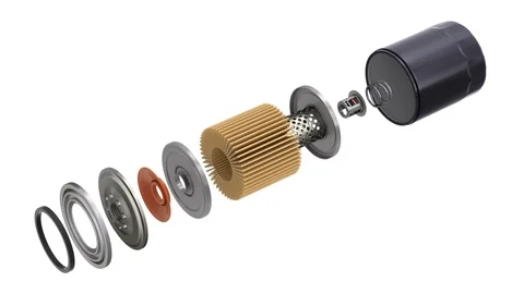 Oil filter assembly animation with explo... | Stock Video | Pond5