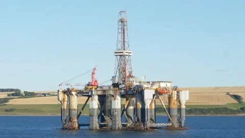 a oil platform under construction in inv... | Stock Video | Pond5