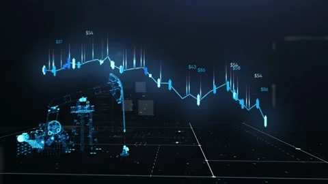 Oil price decline chart with 3d diagrams... | Stock Video | Pond5