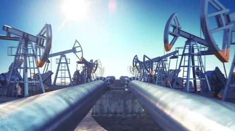 Oil Pumps and Oil Pipeline in endless mo... | Stock Video | Pond5