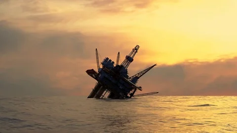 Oil Rig accident. Collapsed Oil Platform | Stock Video | Pond5