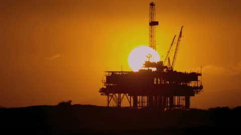Oil Rig Platform Offshore Sunset Slow Mo... | Stock Video | Pond5