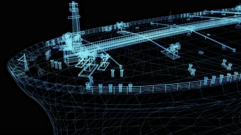 Oil Tanker Ship Blueprint Virtual Hologr... | Stock Video | Pond5