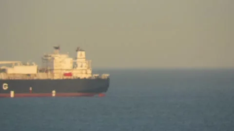 Oil tanker ship going to port. Side view... | Stock Video | Pond5