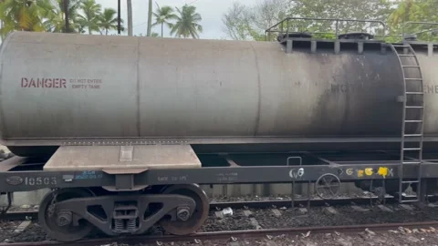 Oil tanker train compartments in Sri Lan... | Stock Video | Pond5