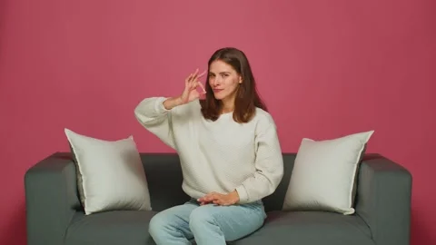 Okay sign. Smiling positive young girl s... | Stock Video | Pond5