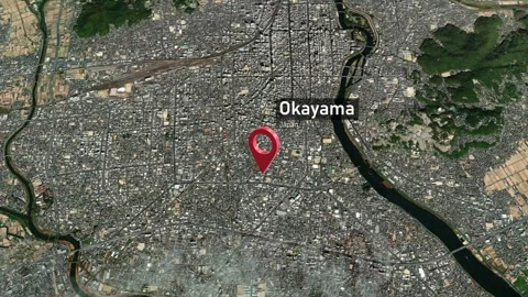 Okayama City Map Zoom (Japan) from Space... | Stock Video | Pond5