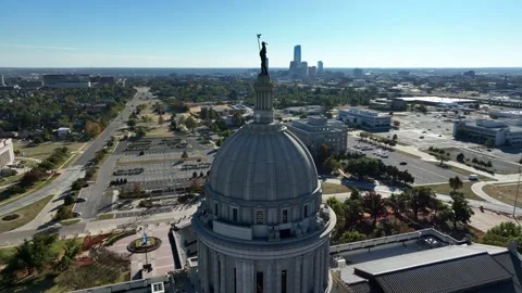 Oklahoma City aerial orbit of capitol do... | Stock Video | Pond5