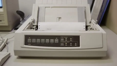 Old 9-pin dot matrix printer prints on p... | Stock Video | Pond5