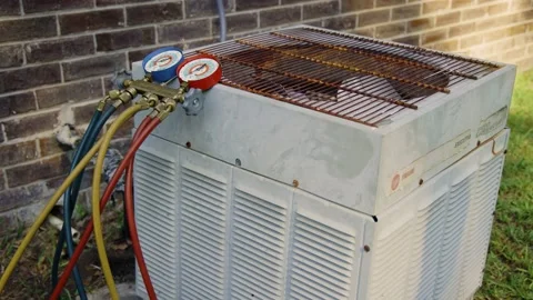 Old AC Unit with Gauges 09 2022 4K | Stock Video | Pond5