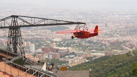 Old airplane model suspended on ramp and... | Stock Video | Pond5