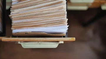 Old archive with wooden drawers. databas... | Stock Video | Pond5