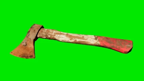 old axe on green chromakey background | Stock Video | Pond5