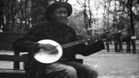 old black man plays the banjo and sings ... | Stock Video | Pond5