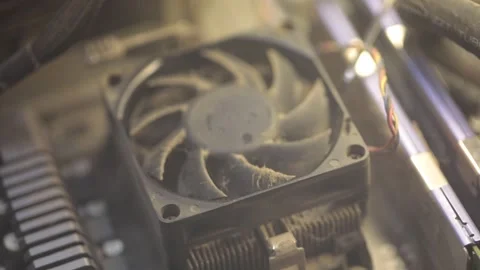The old black processor cooler is very d... | Stock Video | Pond5