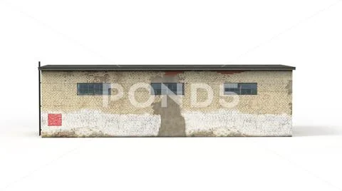 Old brick shack render on a white background. 3D rendering: Graphic ...