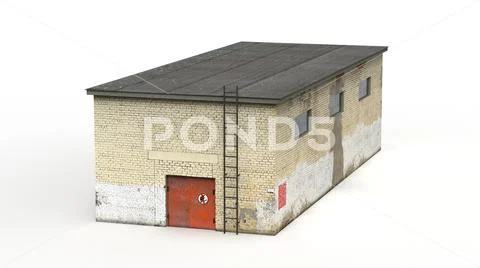 Old brick shack render on a white background. 3D rendering: Royalty ...