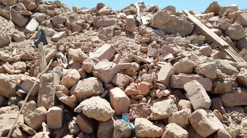 Old bricks and rubble laying in a pile | Stock Video | Pond5