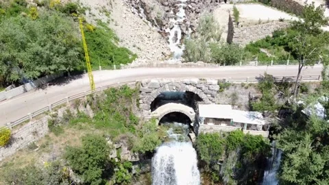 Old Bridge And Afqa Waterfall Which Wate... | Stock Video | Pond5