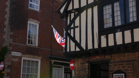 Old British Tudor Pub On The Corner Of ... | Stock Video | Pond5