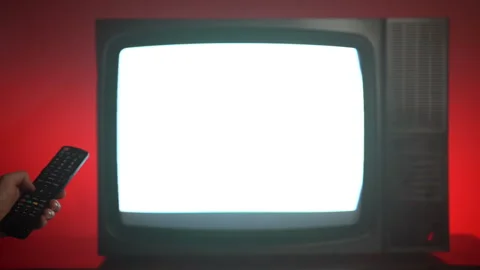 Old broken retro TV with blinking screen... | Stock Video | Pond5