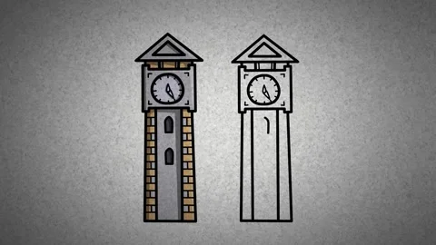 old clock Sketch and 2d animation | Stock Video | Pond5