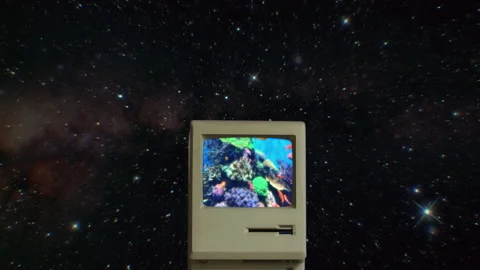 Old Computer Aquarium Fish Swimming Star... | Stock Video | Pond5