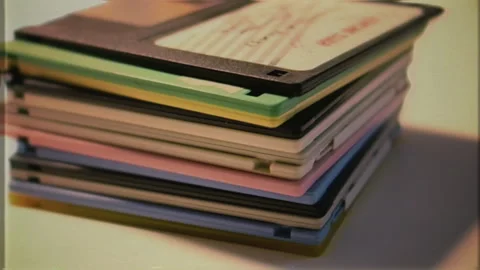 Old Computer Diskettes Retro Technology ... | Stock Video | Pond5