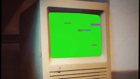 Old Computer Glitch Green Screen Vintage... | Stock Video | Pond5
