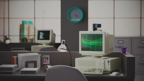 Old Computer Office Space - Retro PC, vi... | Stock Video | Pond5