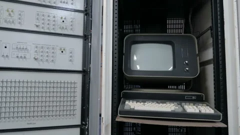 Old Computer Workstation With Monitor An... | Stock Video | Pond5