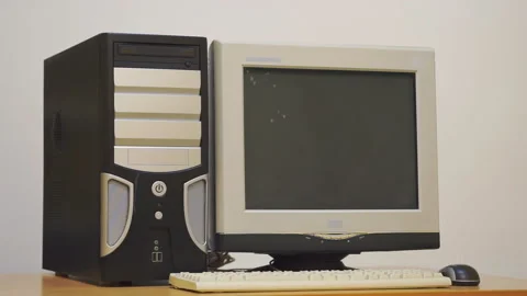 Old desktop computer. Retro personal com... | Stock Video | Pond5