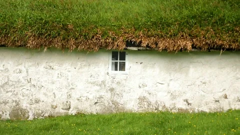 Old faroese house with a grass rooftop. ... | Stock Video | Pond5