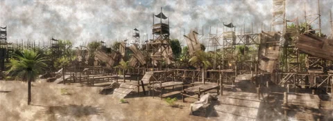 Old historical medieval pirate village s... | Stock Video | Pond5