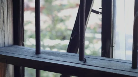 Old house window frame bars and jambs 4K... | Stock Video | Pond5