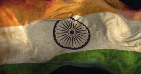Old India Flag waving at wind. Loop | Stock Video | Pond5