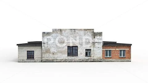 Old industrial building render on a white background. 3D rendering ...
