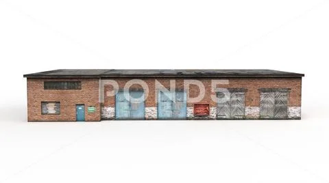 Old industrial building render on a white background. 3D rendering ...