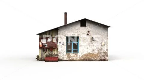 Old industrial building render on a white background. 3D rendering ...