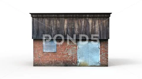 Old industrial building render on a white background. 3D rendering ...
