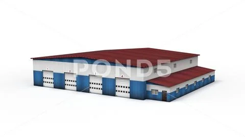 Old industrial building render on a white background. 3D rendering ...